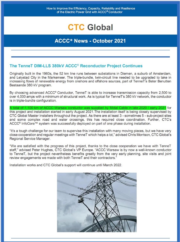 Midal TenneT DIM-LLS 380kV ACCC® Reconductor Project - Home Page ...
